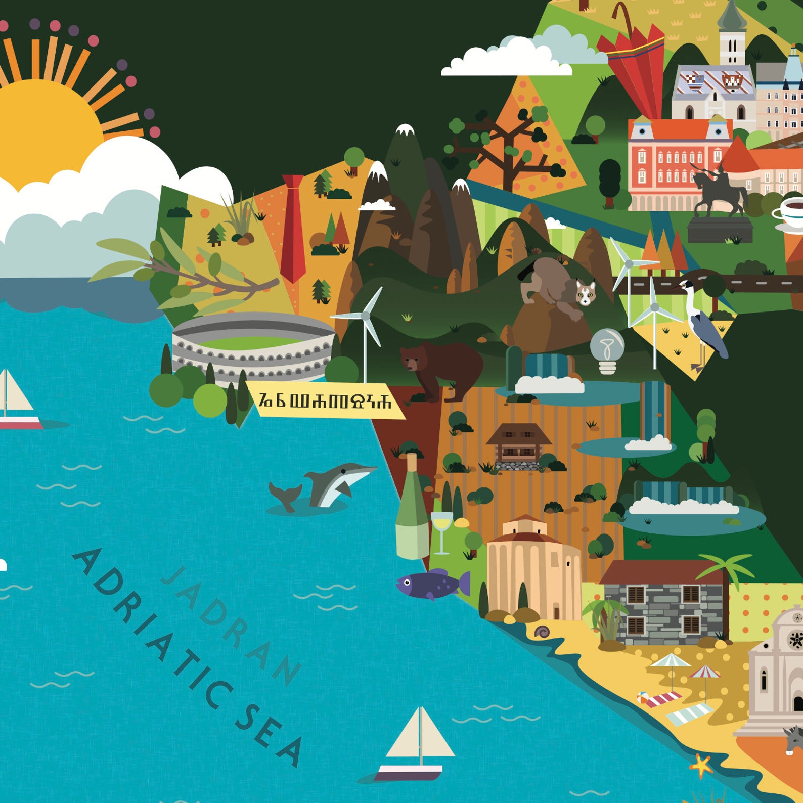 Illustrated Map of Croatia - Etsy UK