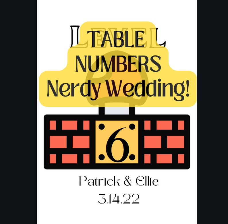 Gamer Wedding Table Numbers, Personalized and READY TO PRINT. 5x7 ...