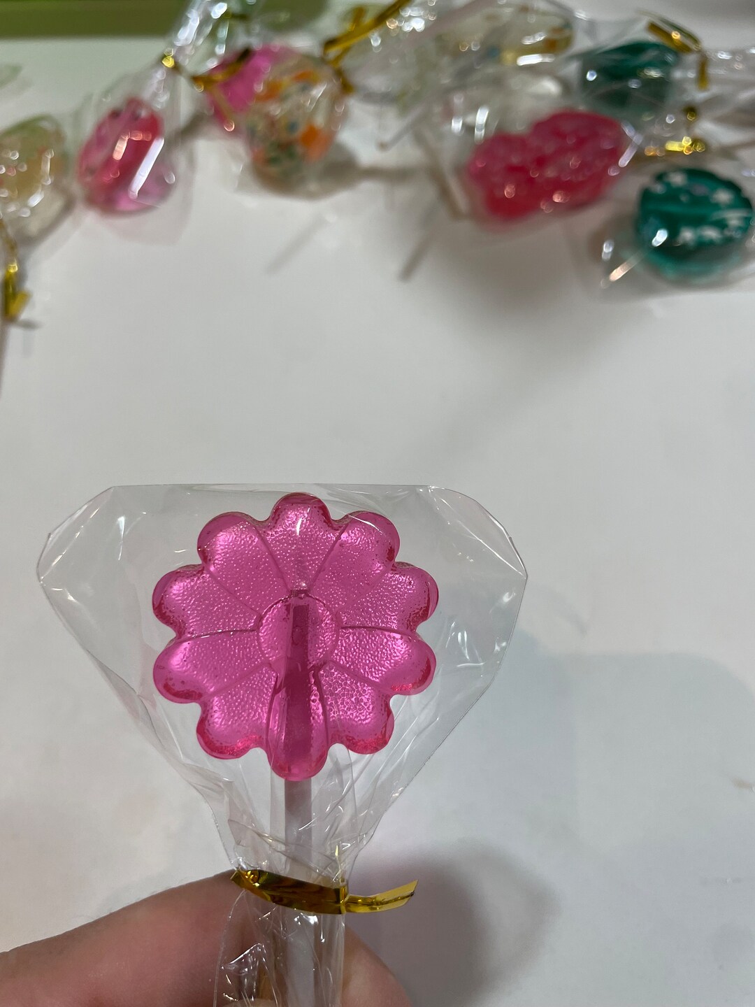 12-pack Clear Pink Lollipops - Handcrafted Delights for Sweet ...
