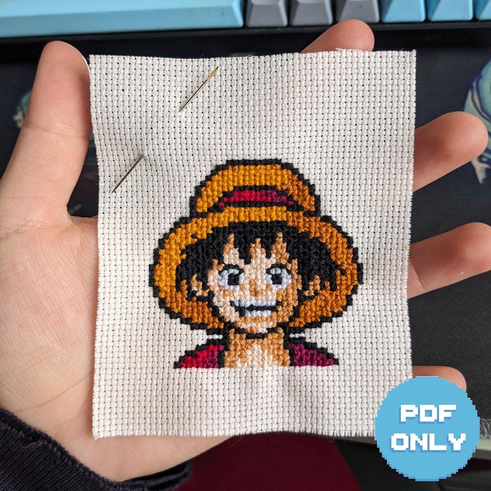 Monkey D. Luffy One Piece Cross-stitch Pattern [DIGITAL PDF DOWNLOAD ...