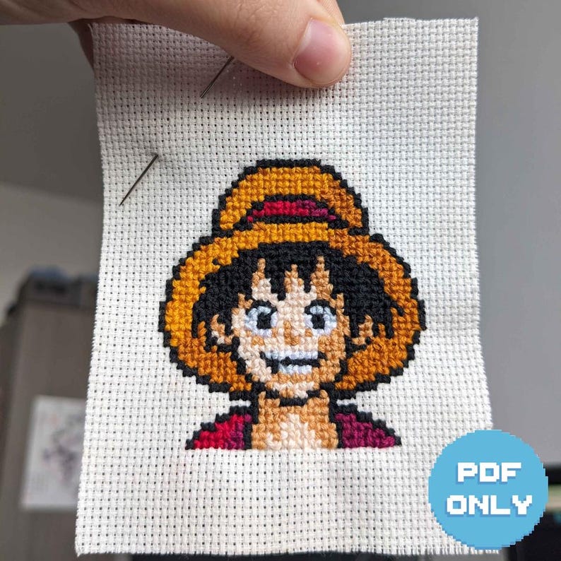 Monkey D. Luffy One Piece Cross-stitch Pattern DIGITAL PDF DOWNLOAD ...