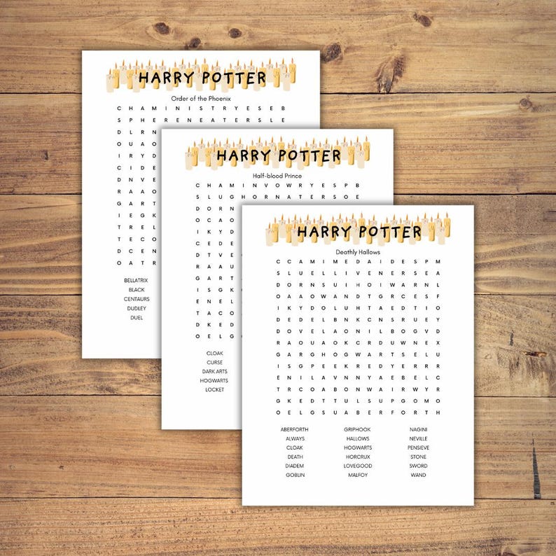 Eleven Wizarding World Word Search Games for Kids Classroom Homeschool ...