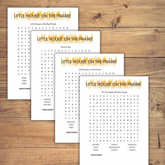 Nine Little House on the Prairie Word Search Games for Kids Classroom ...