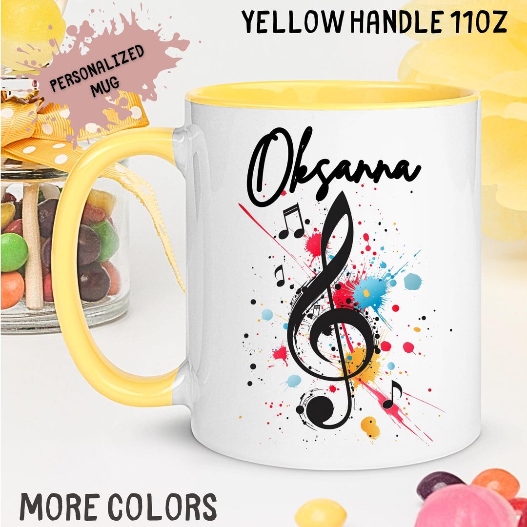 Personalized Music Note Mug With Name for Pianist , Colorful Piano ...