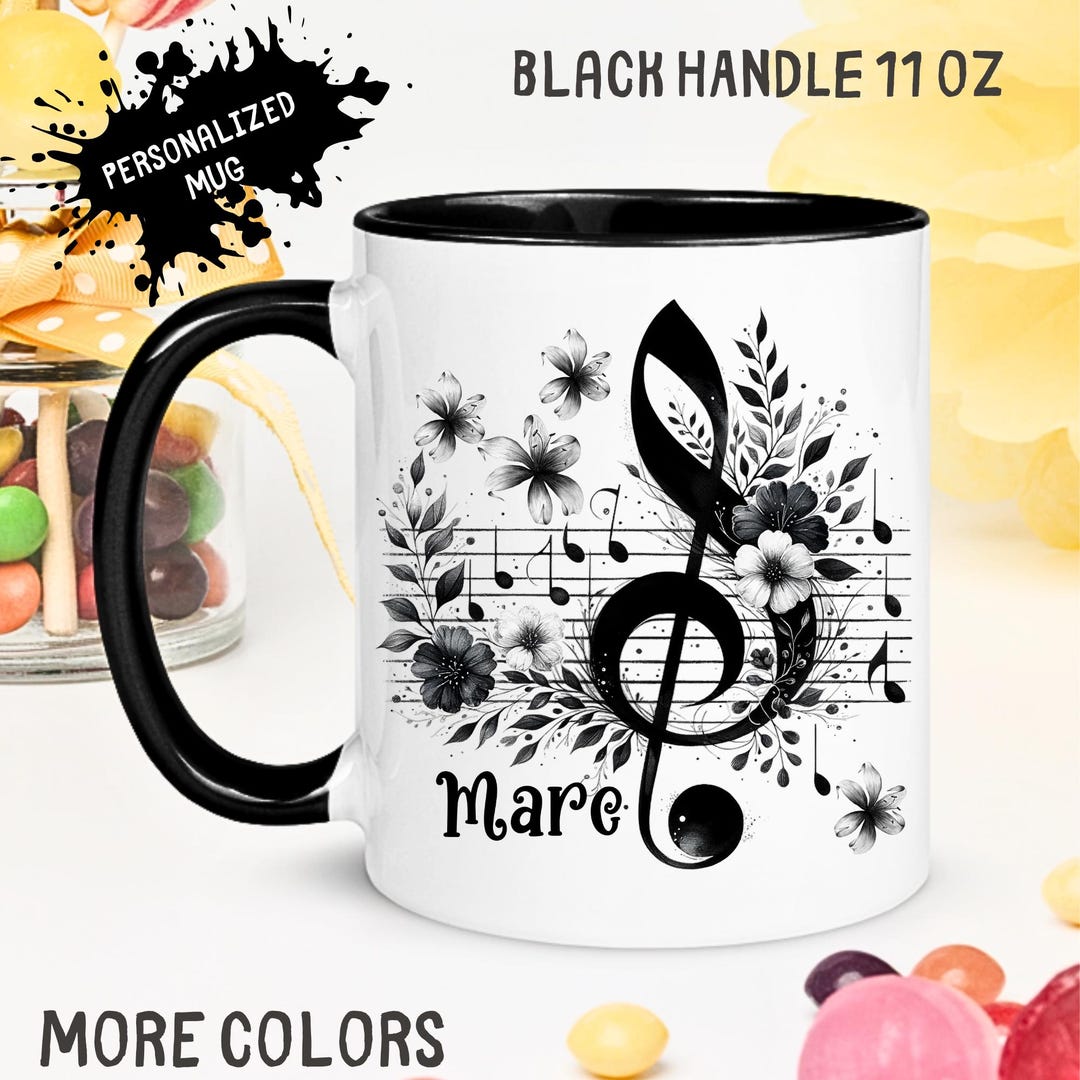 Musical Notes Mug, Custom Music Teacher Mug, Customizable Best Husband ...