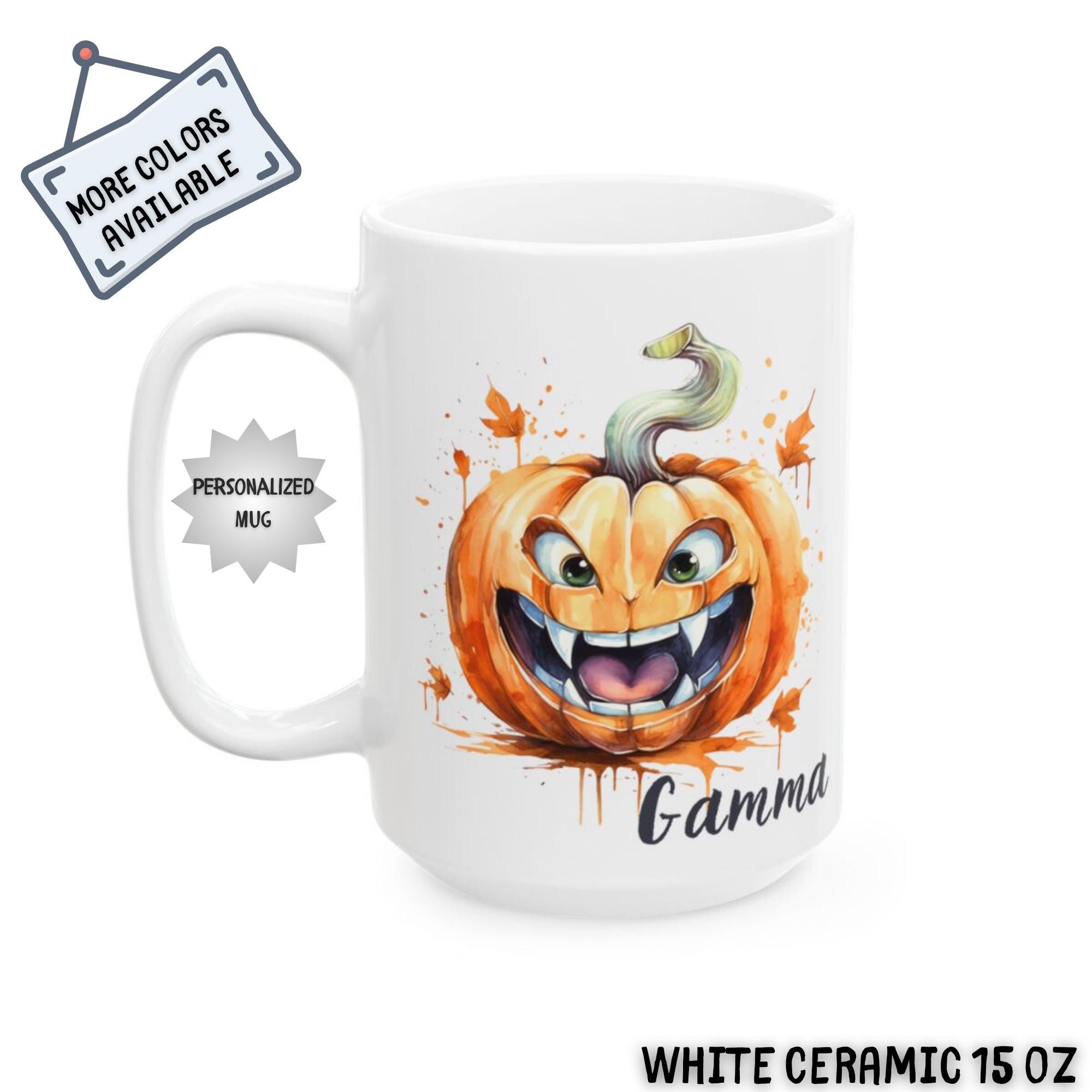 Scary Evil Pumpkin Mug, Custom Creepy Pumpkin Halloween Mug, Scary Cup ...