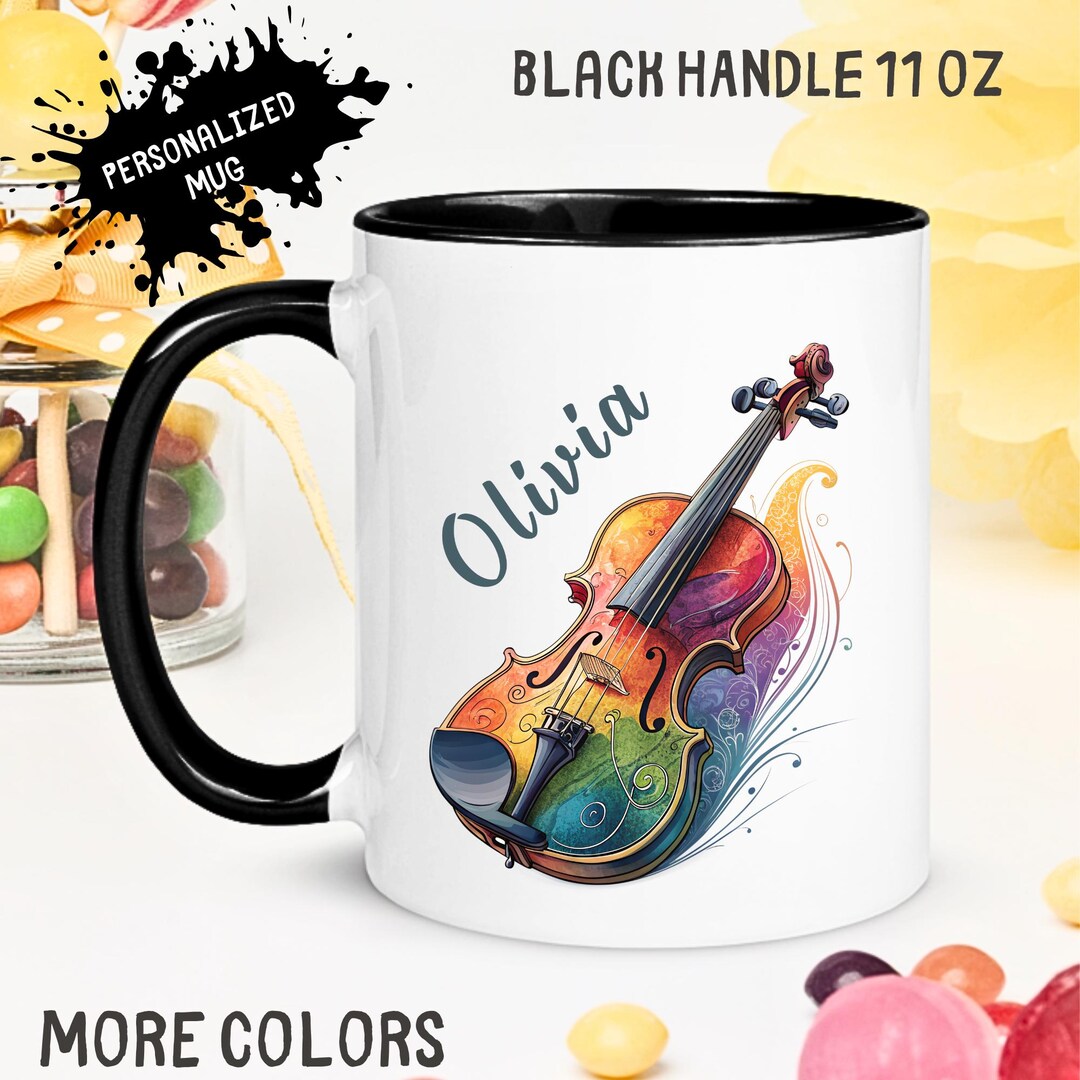 Personalized Violin Mug With Name for Music Teacher or Student, Custom ...
