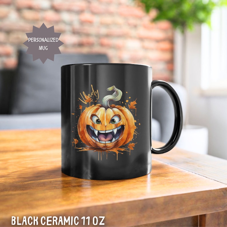 Scary Evil Pumpkin Mug, Custom Creepy Pumpkin Halloween Mug, Scary Cup ...