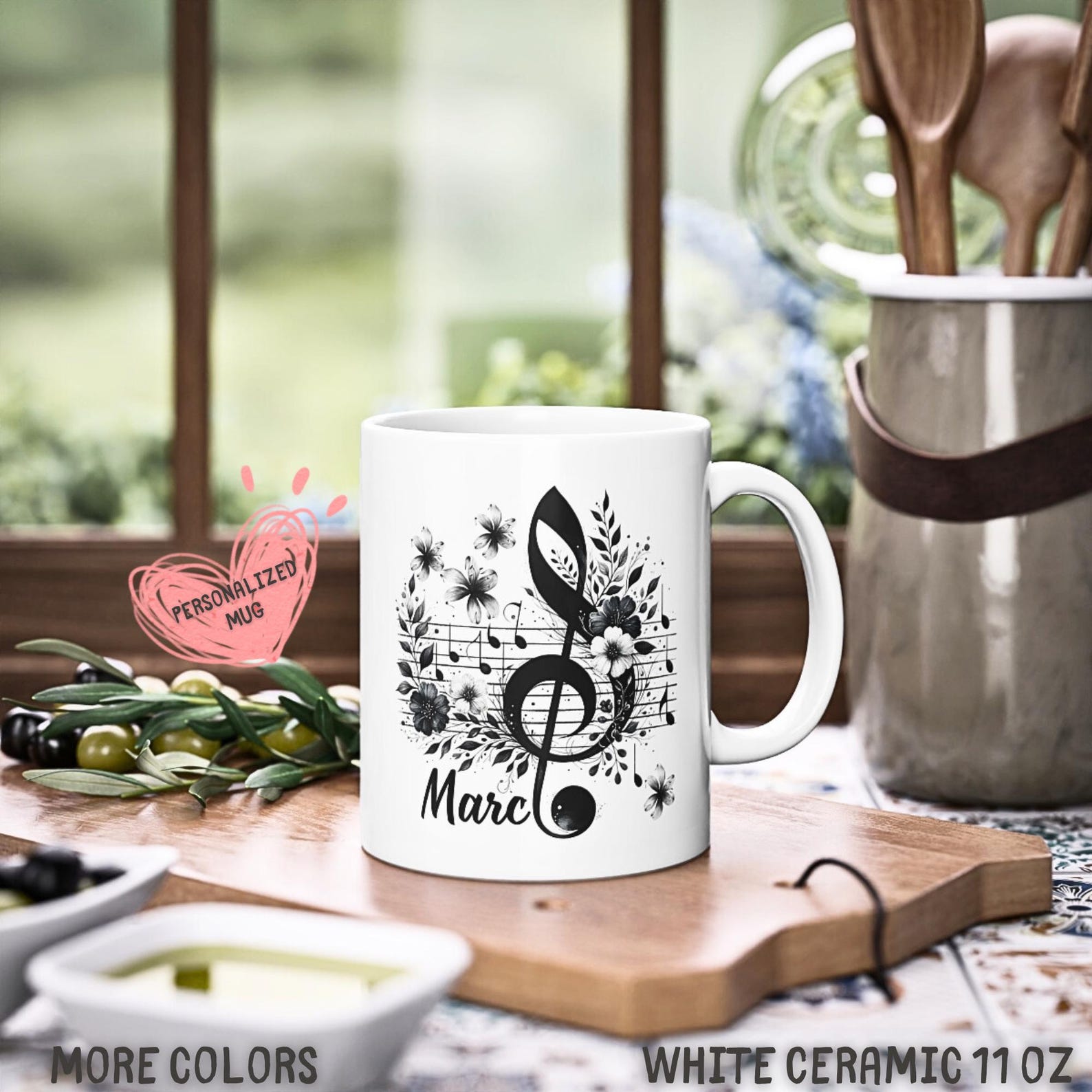 Musical Notes Mug, Custom Music Teacher Mug, Customizable Best Husband ...