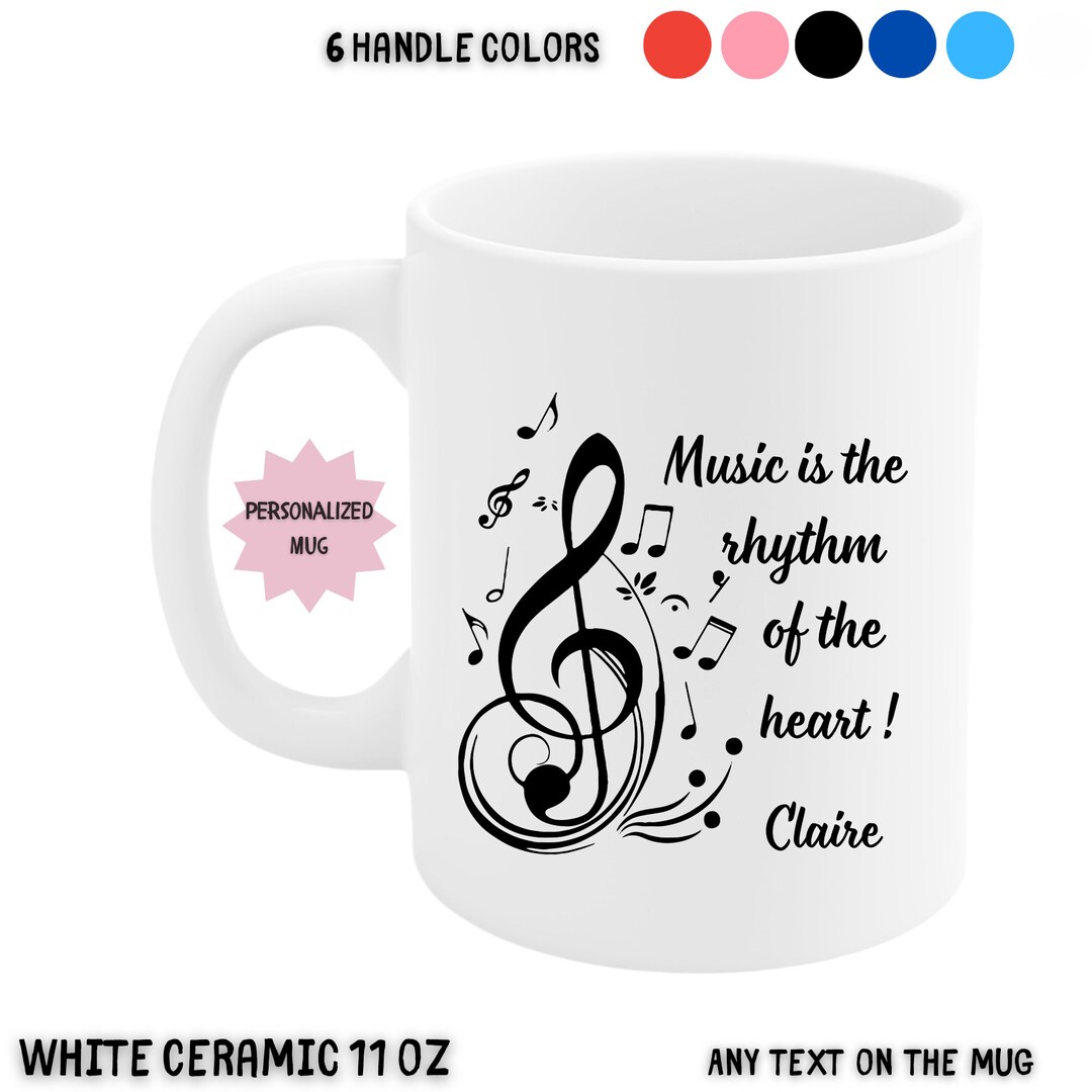 Musical Note Mug, Music Themed Student Mug, Custom Mug Text, Music ...