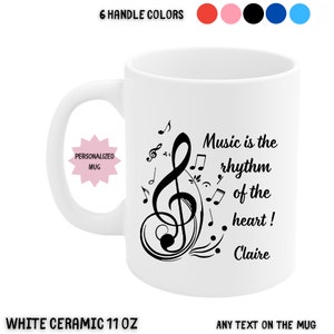 Musical Note Mug, Music Themed Student Mug, Custom Mug Text, Music ...