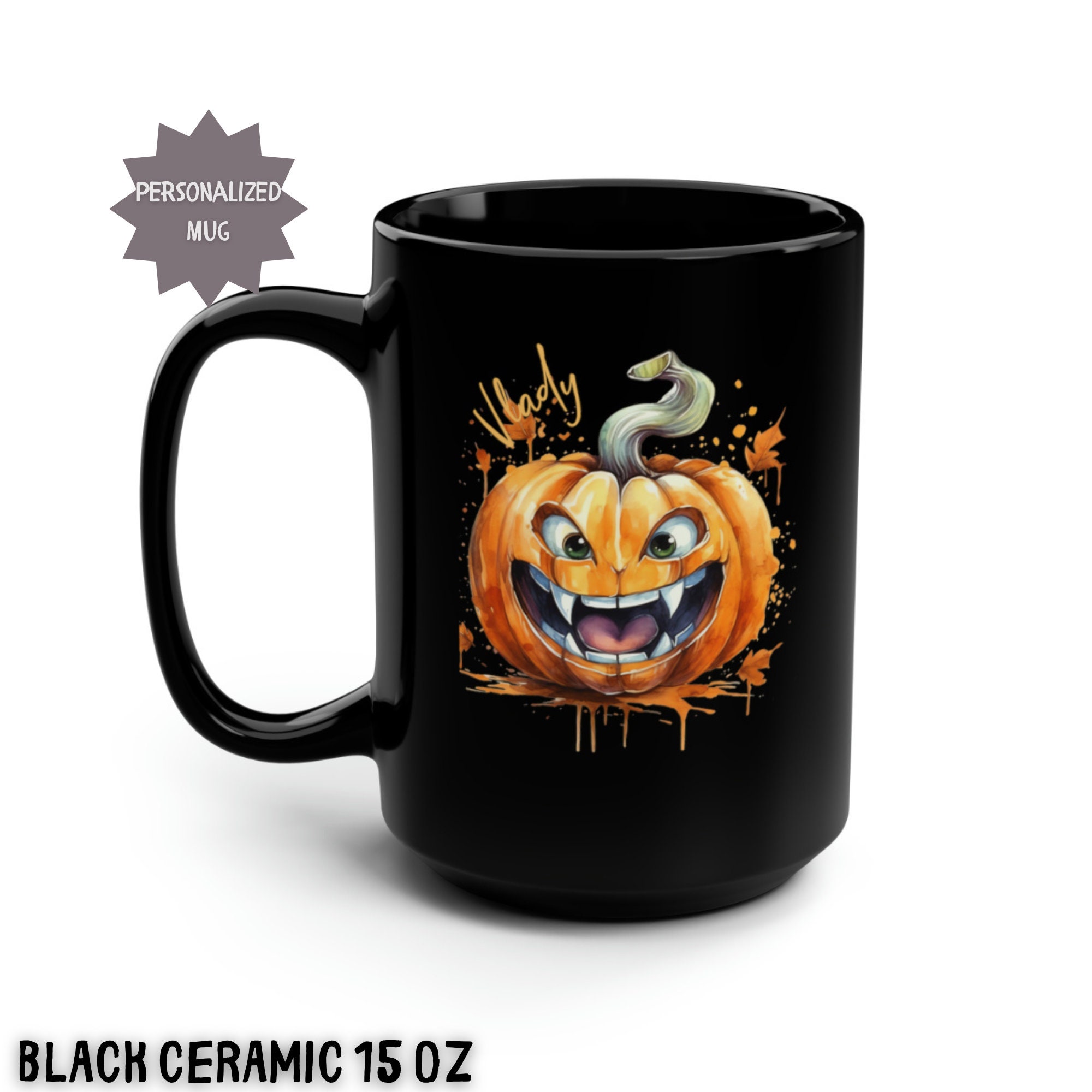 Scary Evil Pumpkin Mug, Custom Creepy Pumpkin Halloween Mug, Scary Cup ...