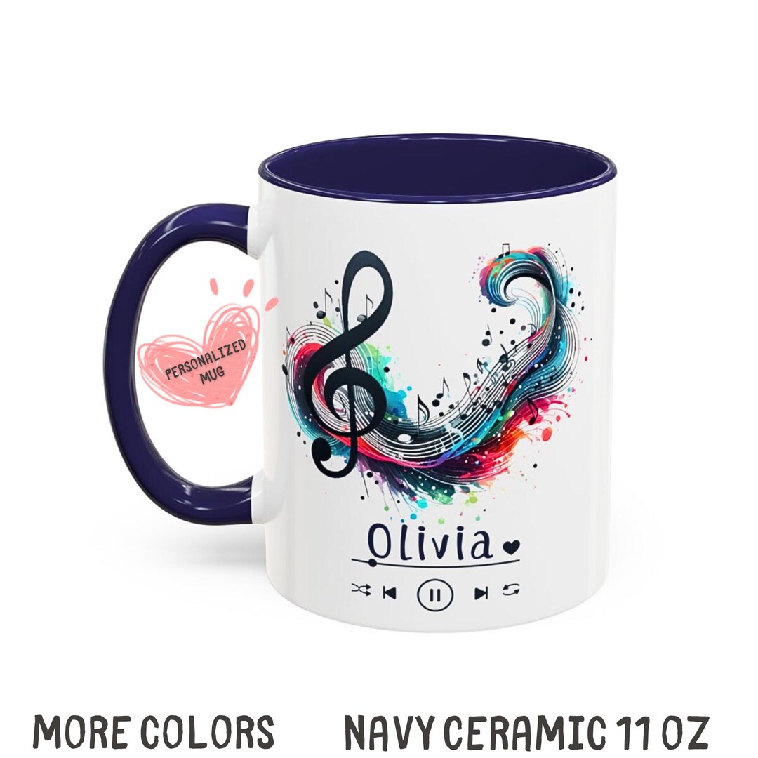 Music Symbols Mug, Personalized Piano Key Gift Mug for Music Lover ...
