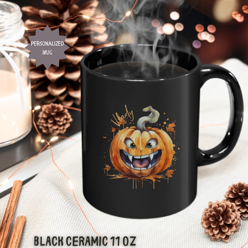 Scary Evil Pumpkin Mug, Custom Creepy Pumpkin Halloween Mug, Scary Cup ...