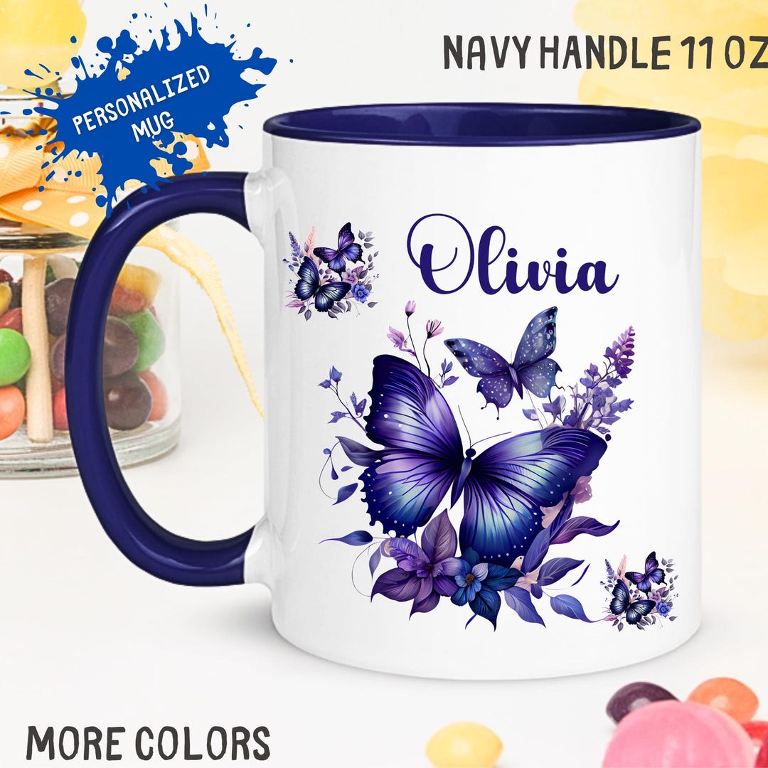 Personalized Butterfly Mug With Name, Custom Coffee Cup Gift for Nature ...