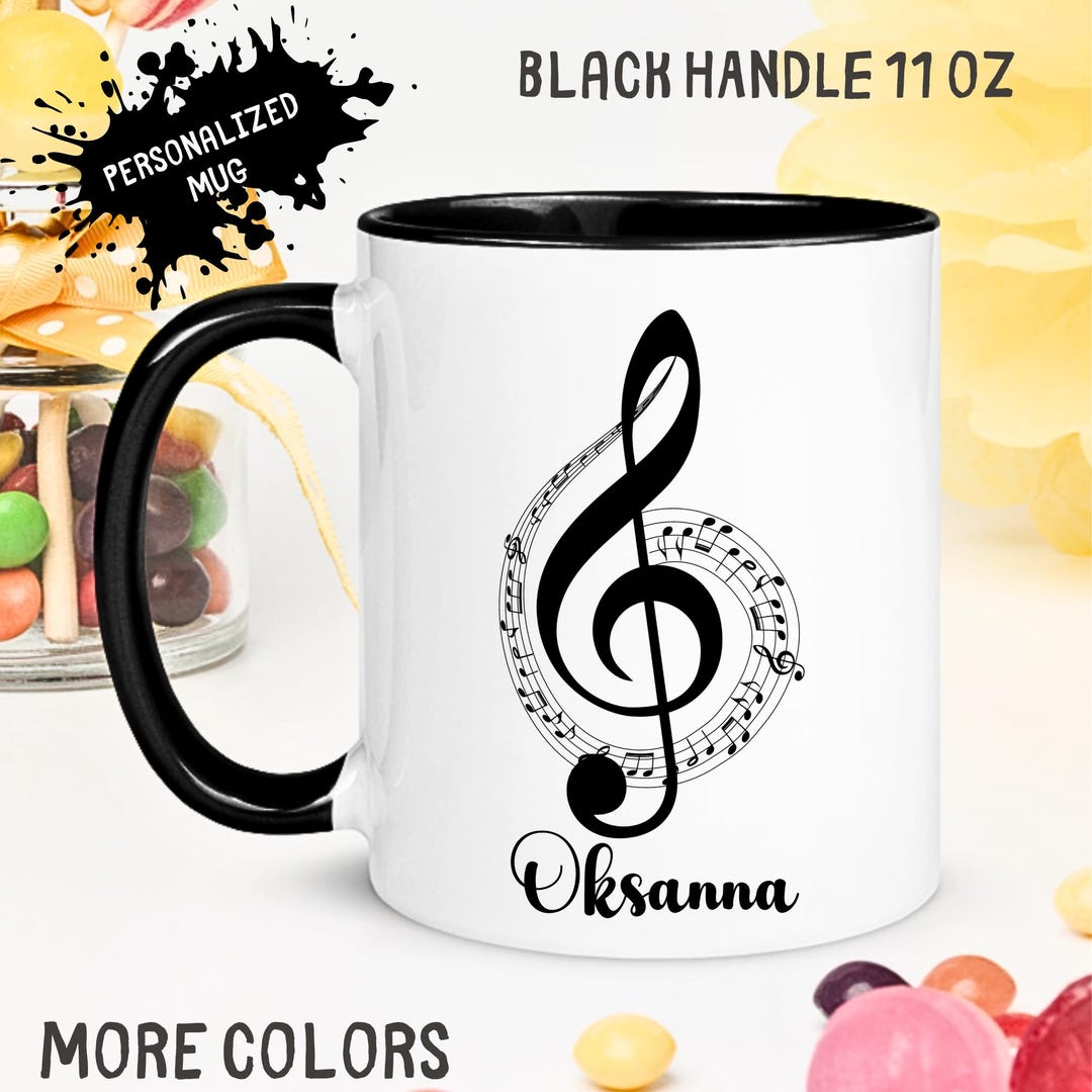 Musical Note Mug, Music Themed Student Mug, Custom Mug Text, Music ...