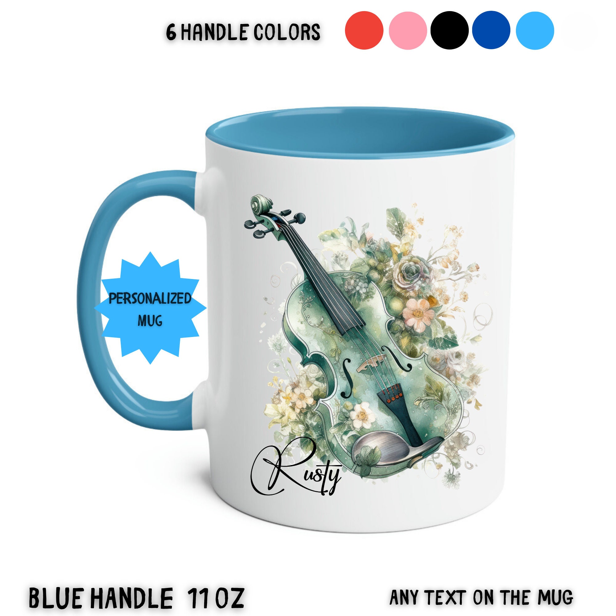 Violin Mug, Custom Music Teacher Mug, Customizable Best Husband Mummy ...
