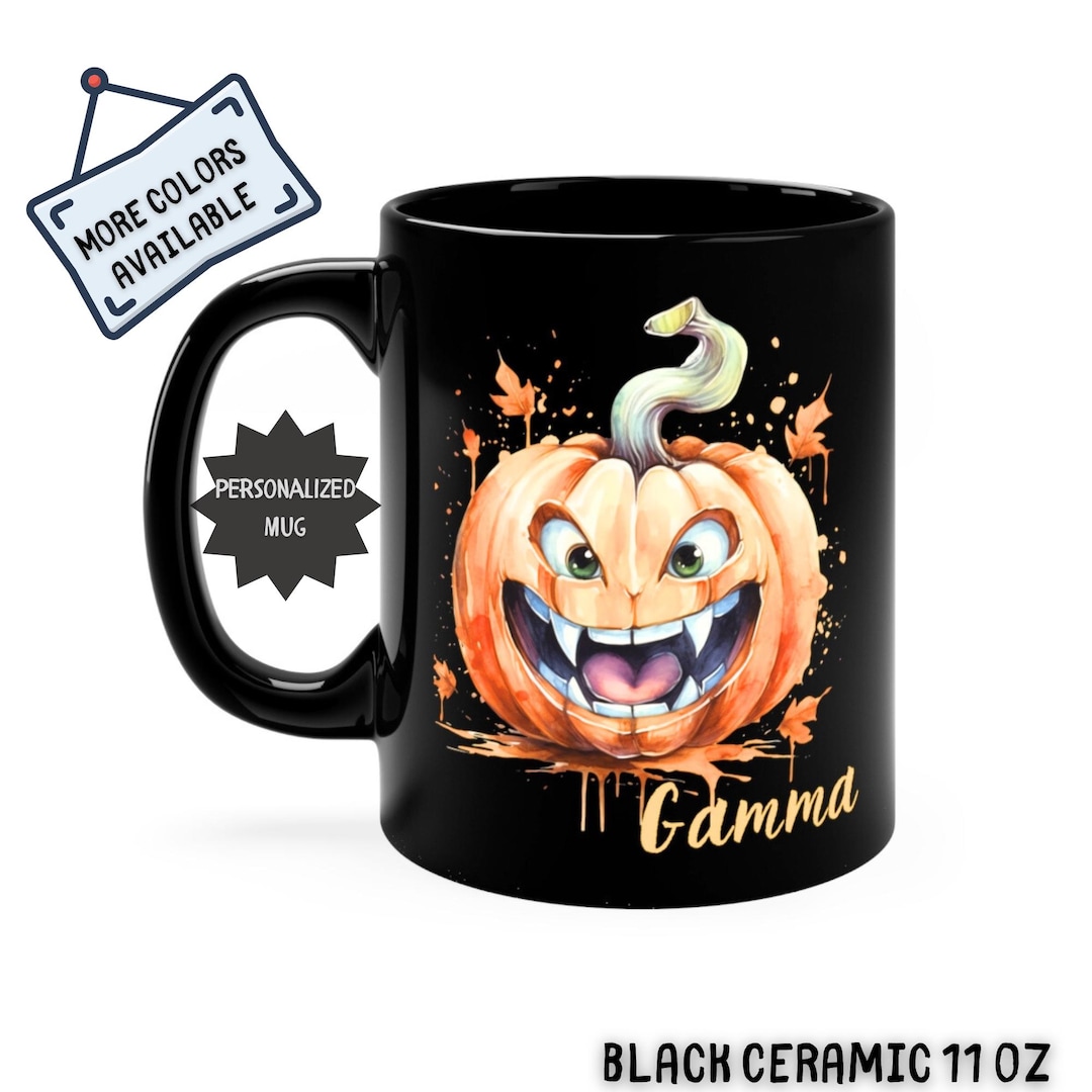 Scary Evil Pumpkin Mug, Custom Creepy Pumpkin Halloween Mug, Scary Cup ...