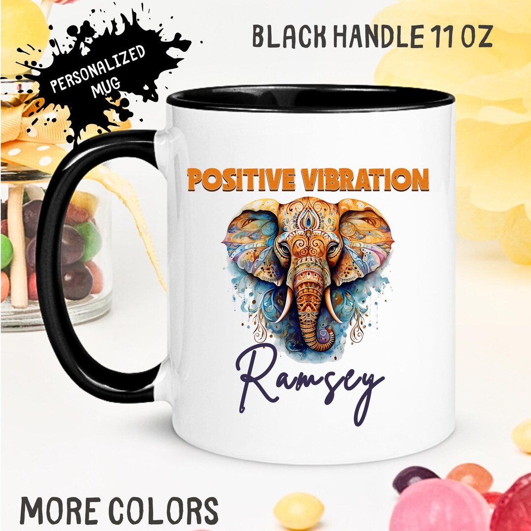 Personalized Elephant Positive Zen Mug, Mindfulness Yoga Gift for Women ...