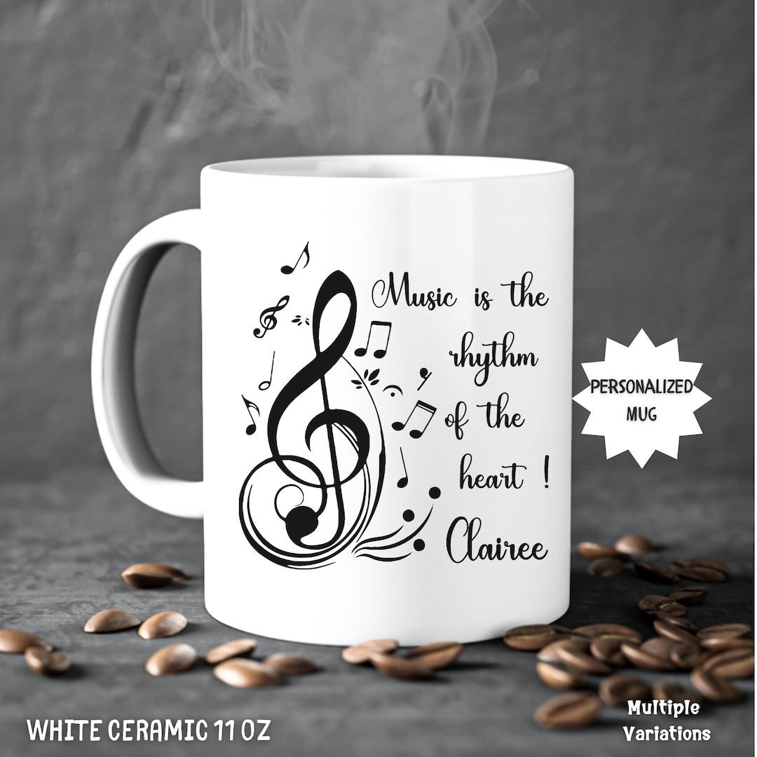 Musical Note Mug, Music Themed Student Mug, Custom Mug Text, Music ...