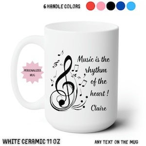 Musical Note Mug, Music Themed Student Mug, Custom Mug Text, Music ...