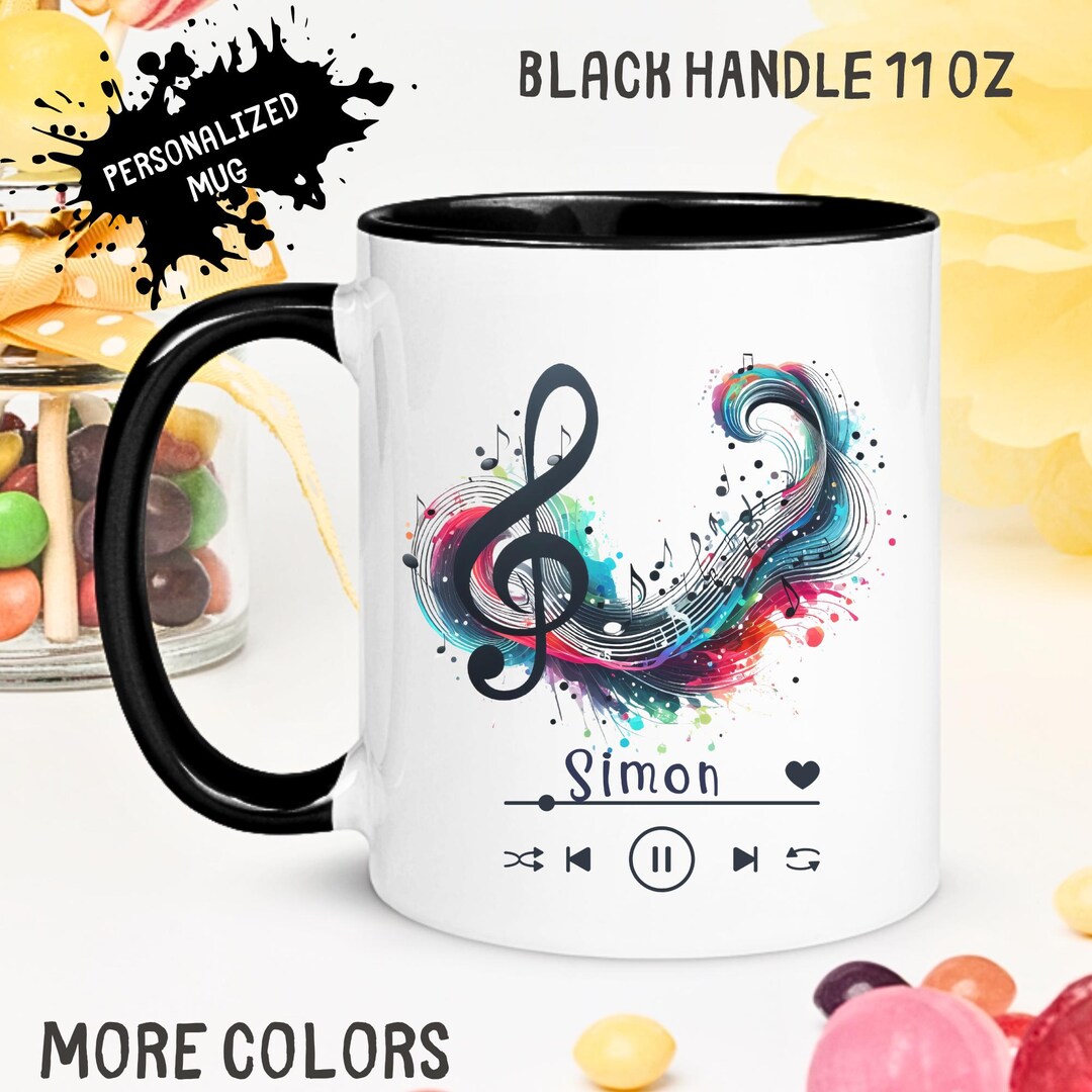 Music Symbols Mug, Personalized Piano Key Gift Mug for Music Lover ...