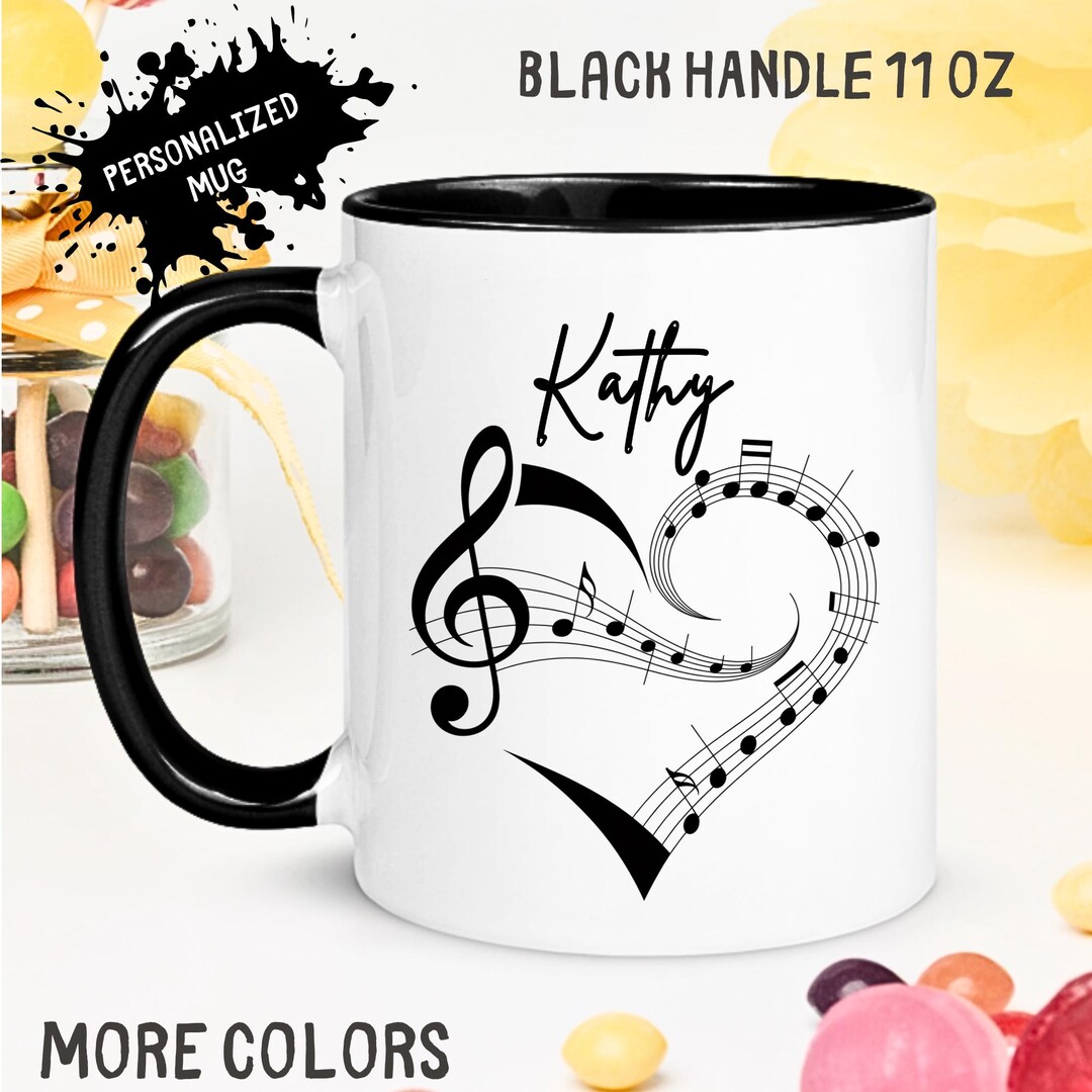 Personalized Musical Note Mug With Name, Piano Music Coffee Cup, Music ...