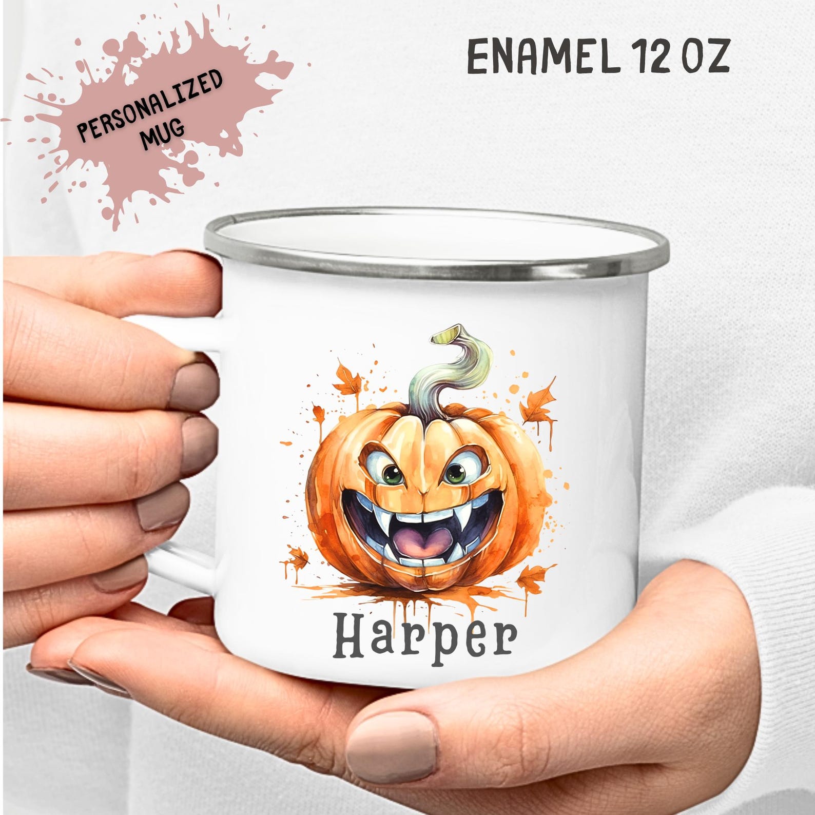 Scary Evil Pumpkin Mug, Custom Creepy Pumpkin Halloween Mug, Scary Cup ...