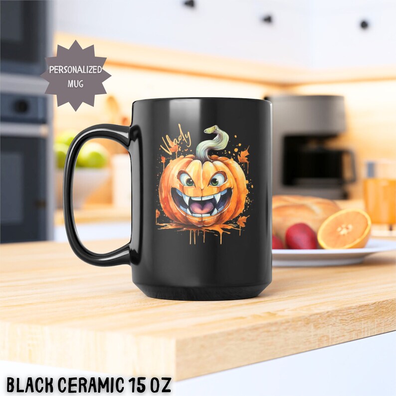 Scary Evil Pumpkin Mug, Custom Creepy Pumpkin Halloween Mug, Scary Cup ...