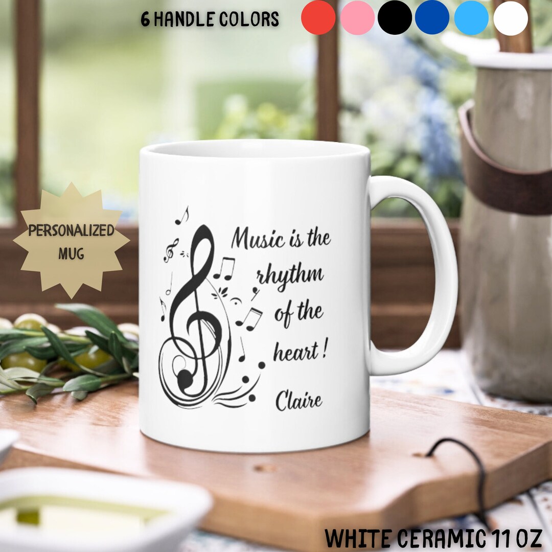 Musical Note Mug, Music Themed Student Mug, Custom Mug Text, Music ...