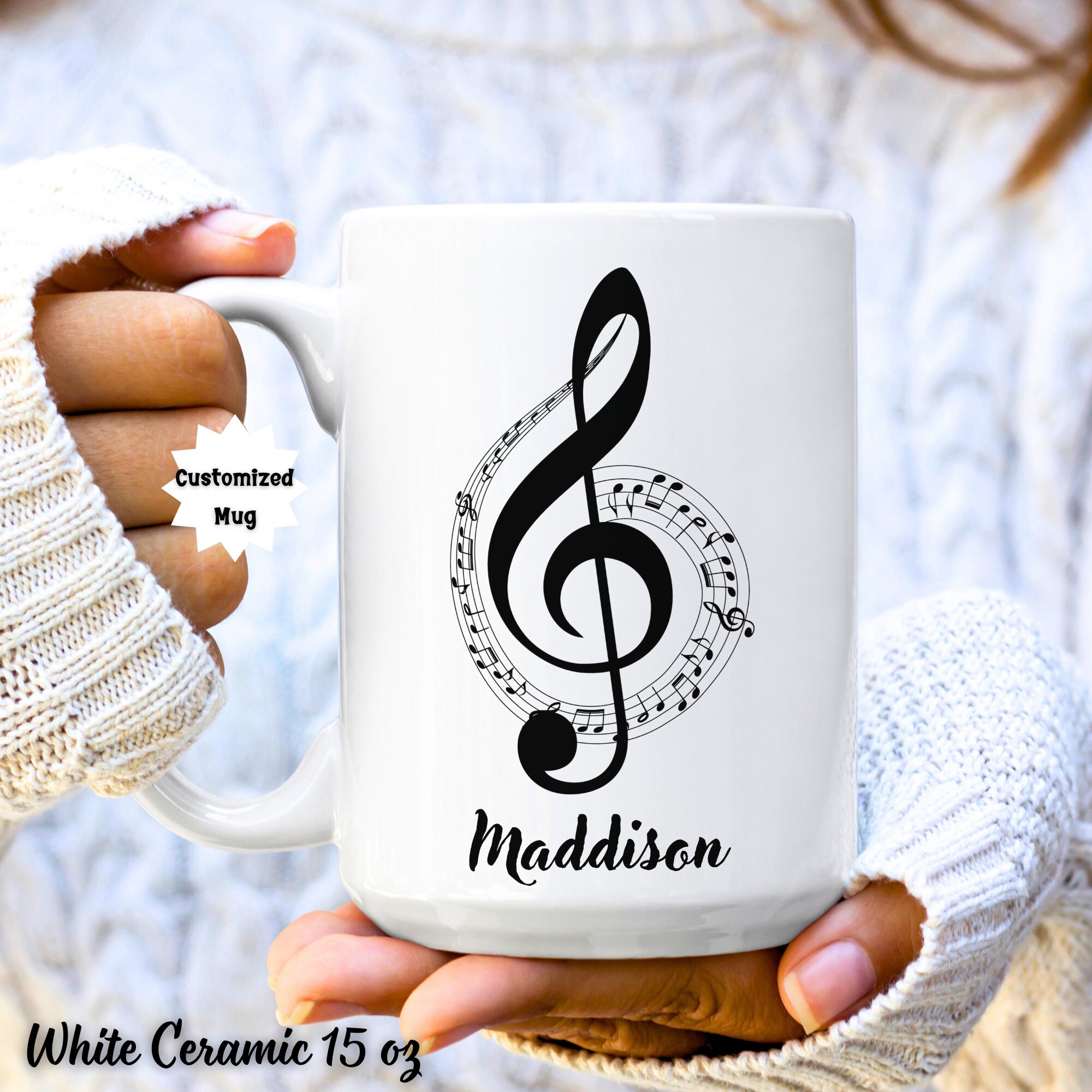 Musical Note Mug Music Themed Student Mug Custom Mug Text - Etsy