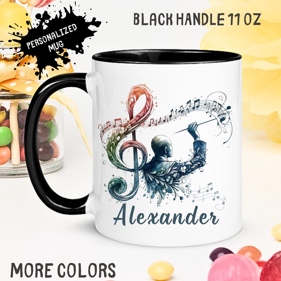 Personalized Piano Music Note Mug, Custom Name Mug for Music Lover ...