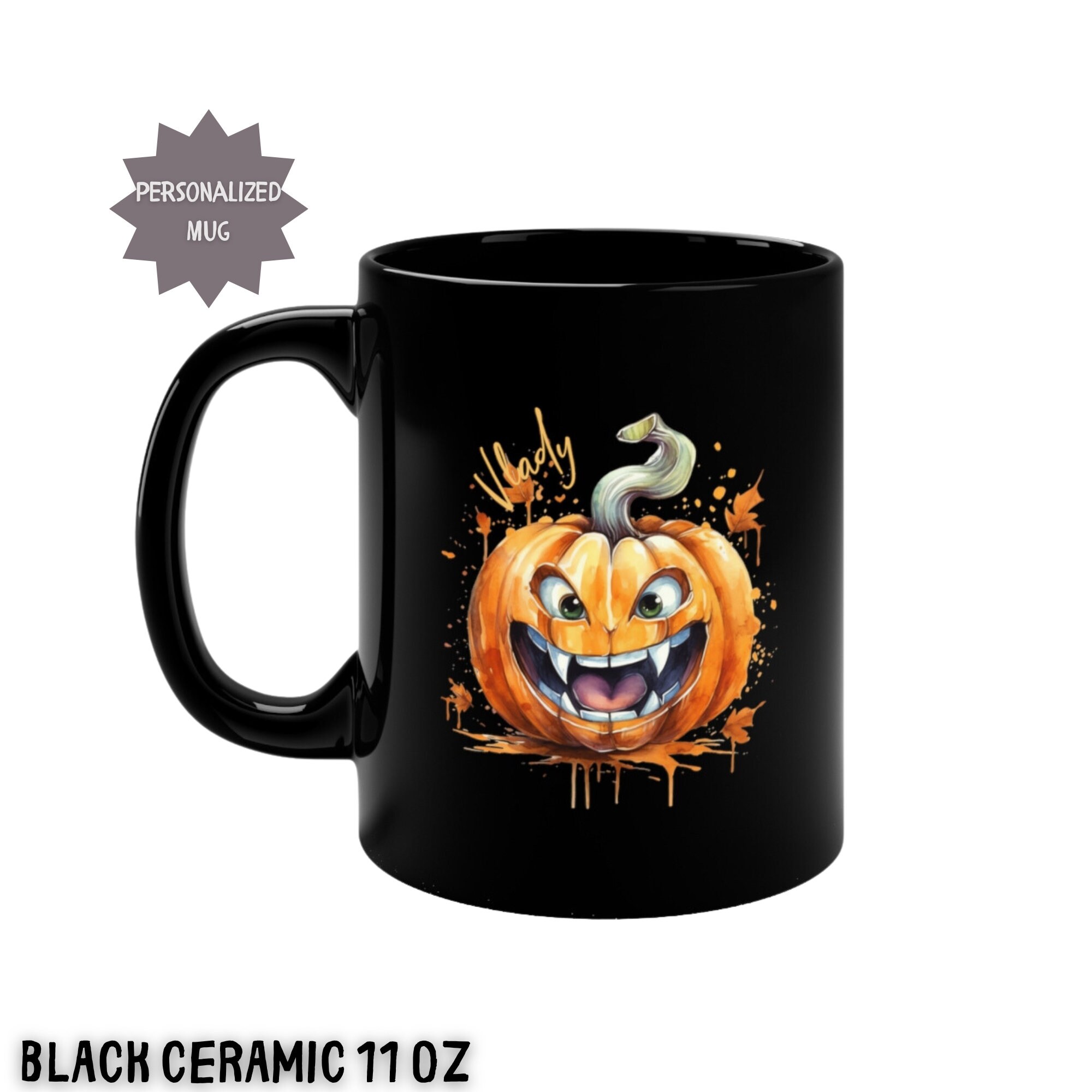 Scary Evil Pumpkin Mug, Custom Creepy Pumpkin Halloween Mug, Scary Cup ...