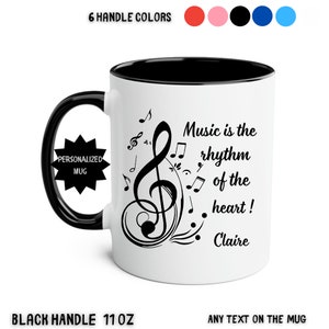 Musical Note Mug, Music Themed Student Mug, Custom Mug Text, Music ...
