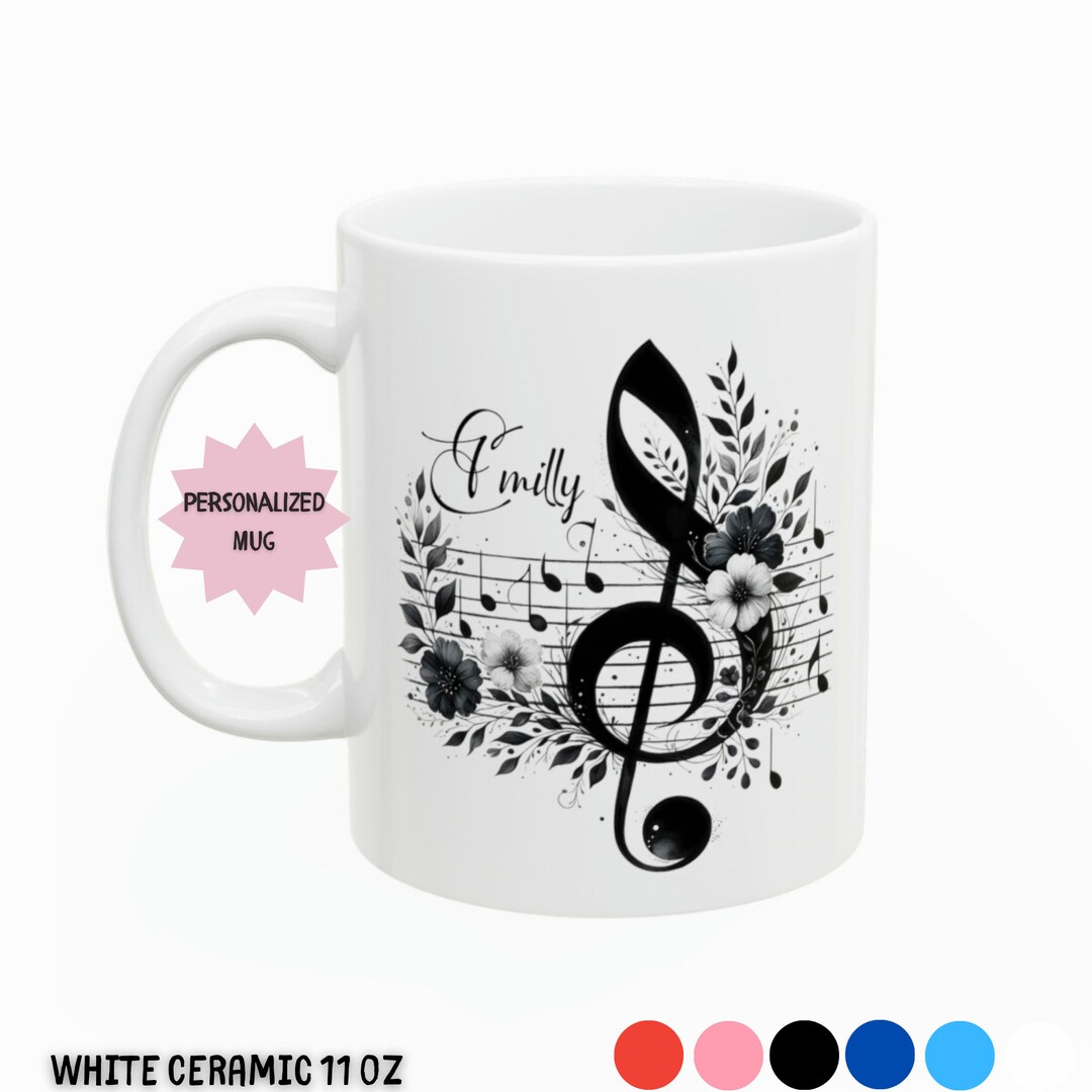 Musical Notes Mug, Custom Music Teacher Mug, Customizable Best Husband ...