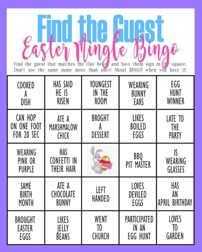 Easter Find the Guest Mingle Bingo Party Game Ice Breaker - Etsy