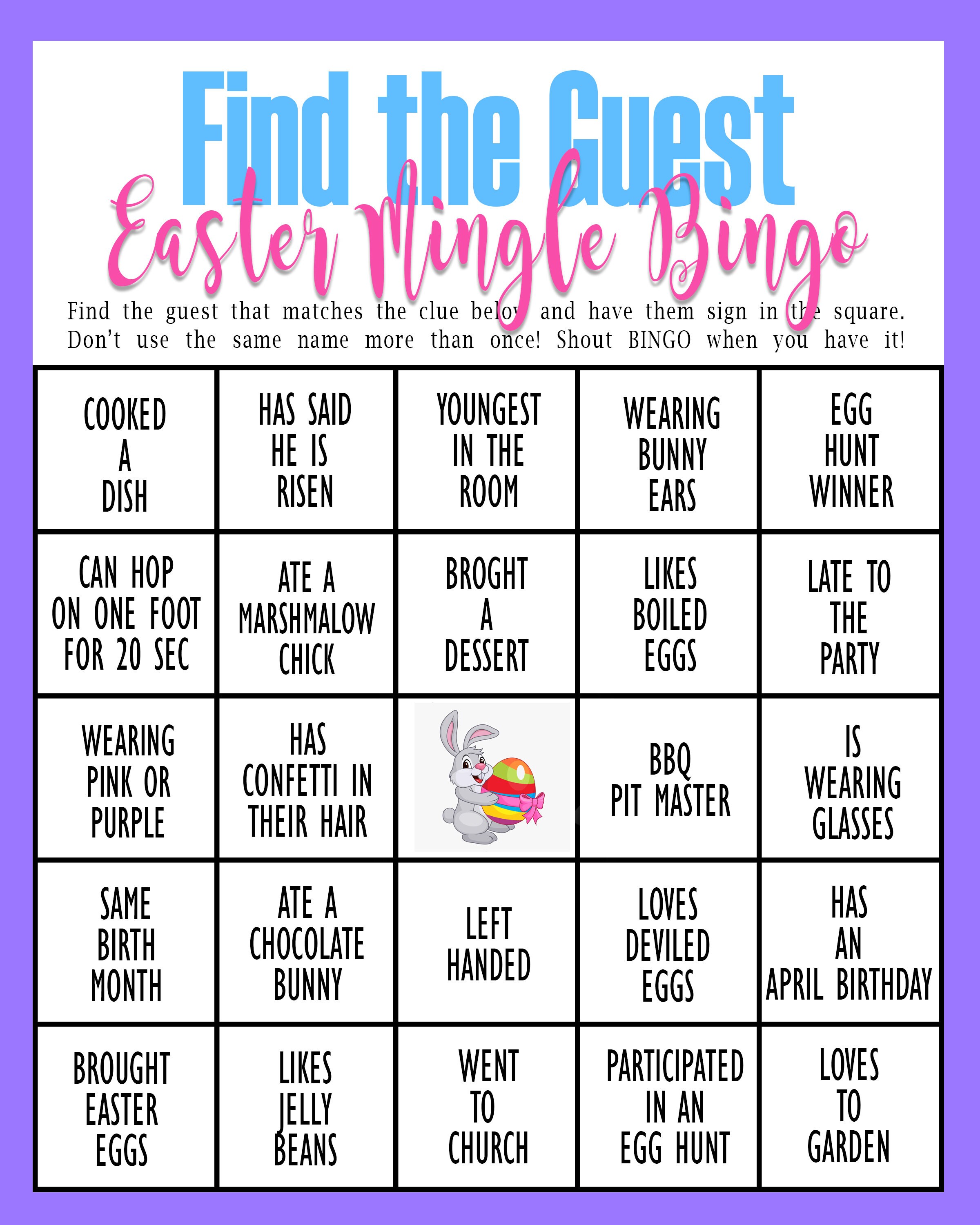 Easter Find the Guest Mingle Bingo Party Game Ice Breaker - Etsy