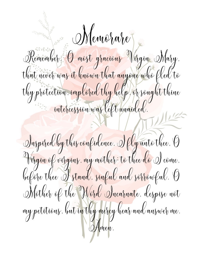 Memorare Prayer / Catholic / Beautiful Prayer Wall Art / Religious Wall ...