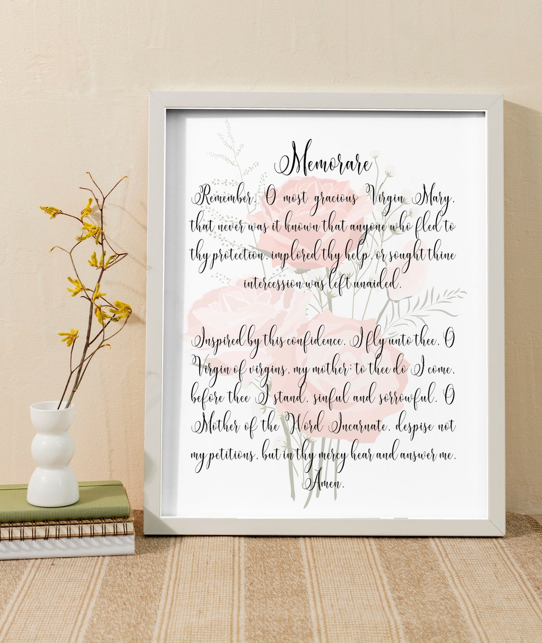 Memorare Prayer / Catholic / Beautiful Prayer Wall Art / Religious Wall ...