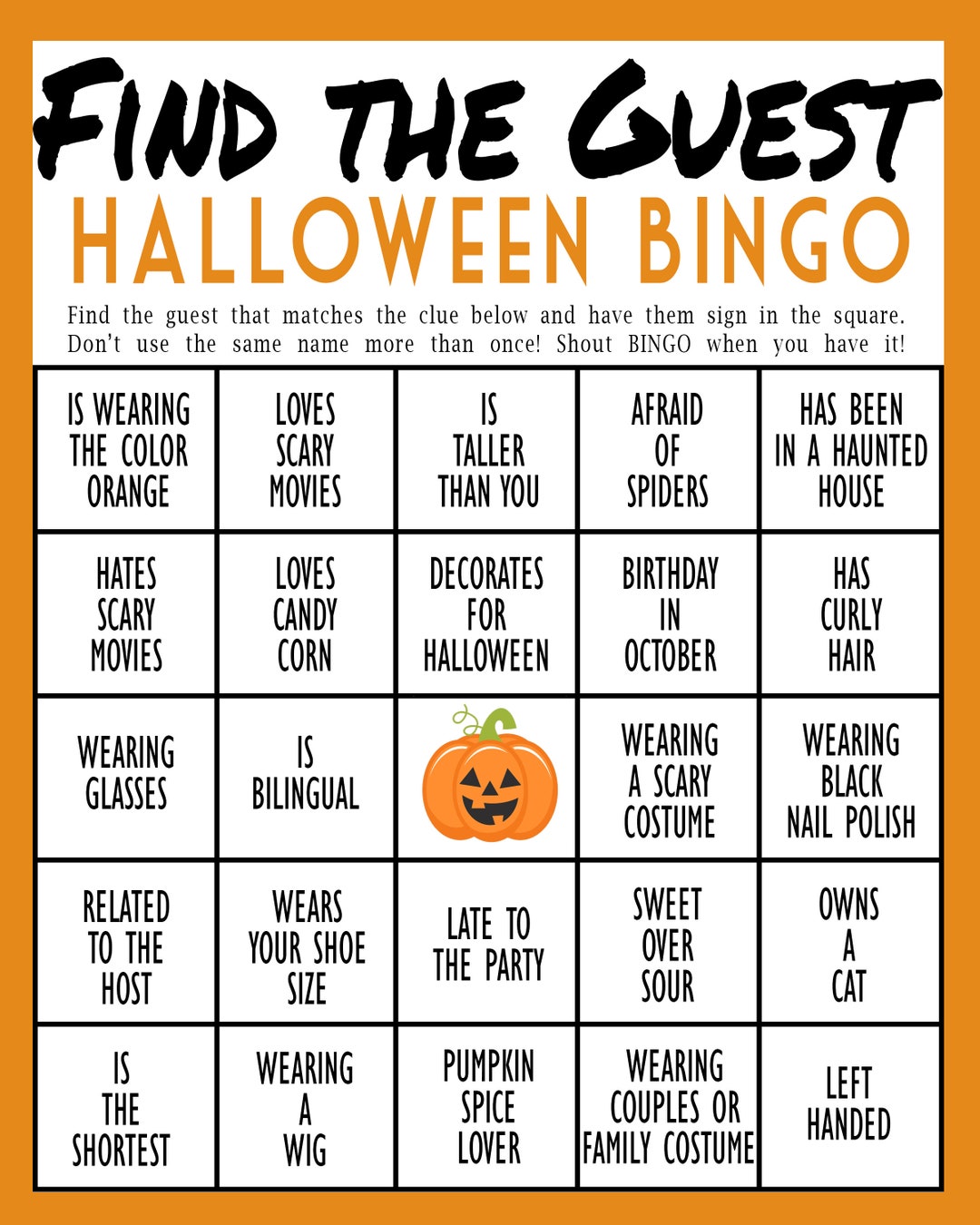 HALLOWEEN MINGLE BINGO / Party Icebreaker/ Party Games/ Fun Games ...