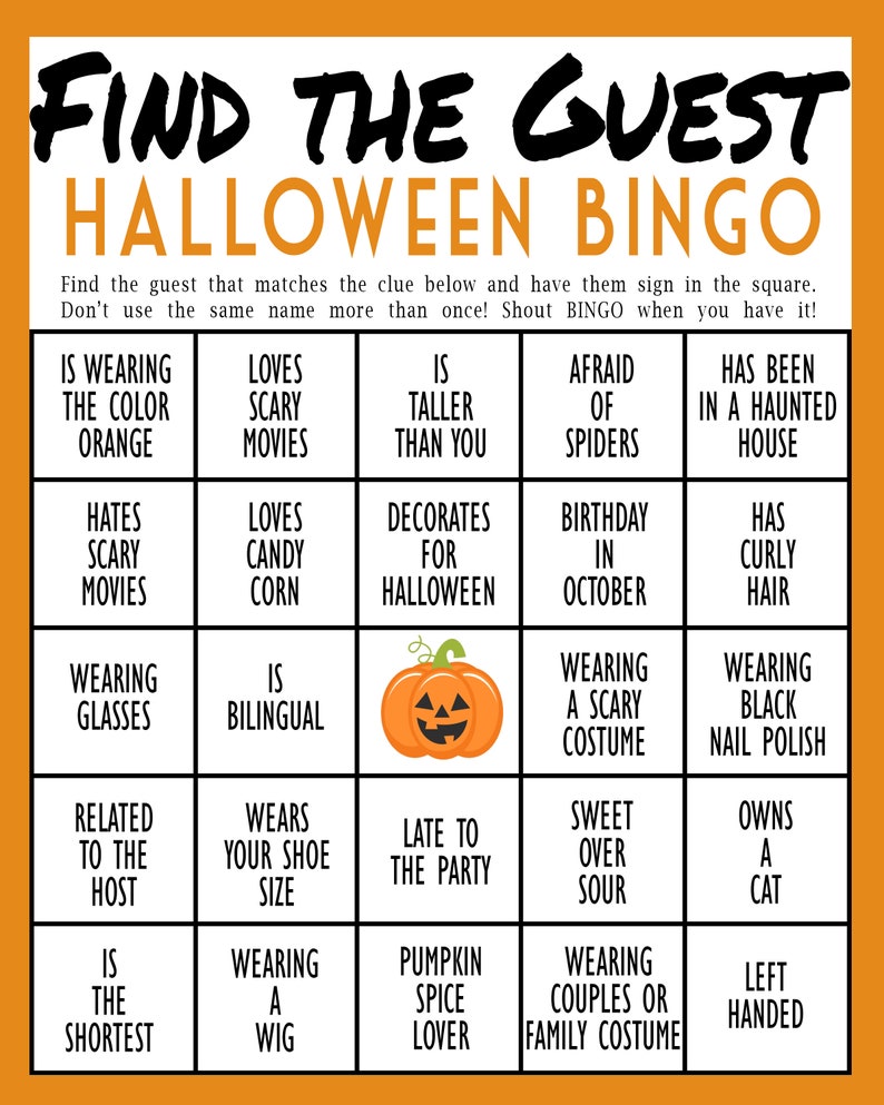 HALLOWEEN MINGLE BINGO / Party Icebreaker/ Party Games/ Fun Games ...