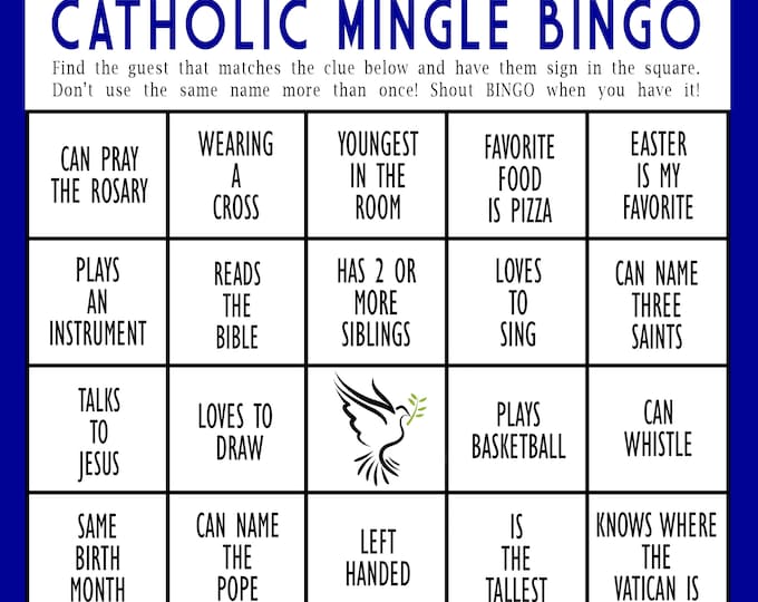 Catholic MINGLE BINGO / Party Icebreaker/ RCIA Games/ Fun Games for ...