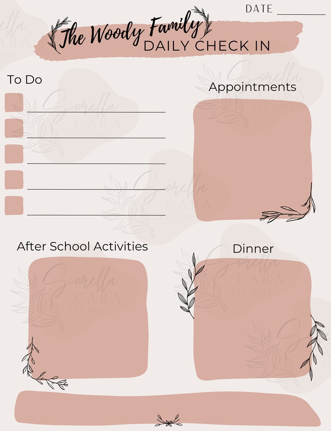 Family Focused Daily Check in -- Printable -- Digital Download - Etsy