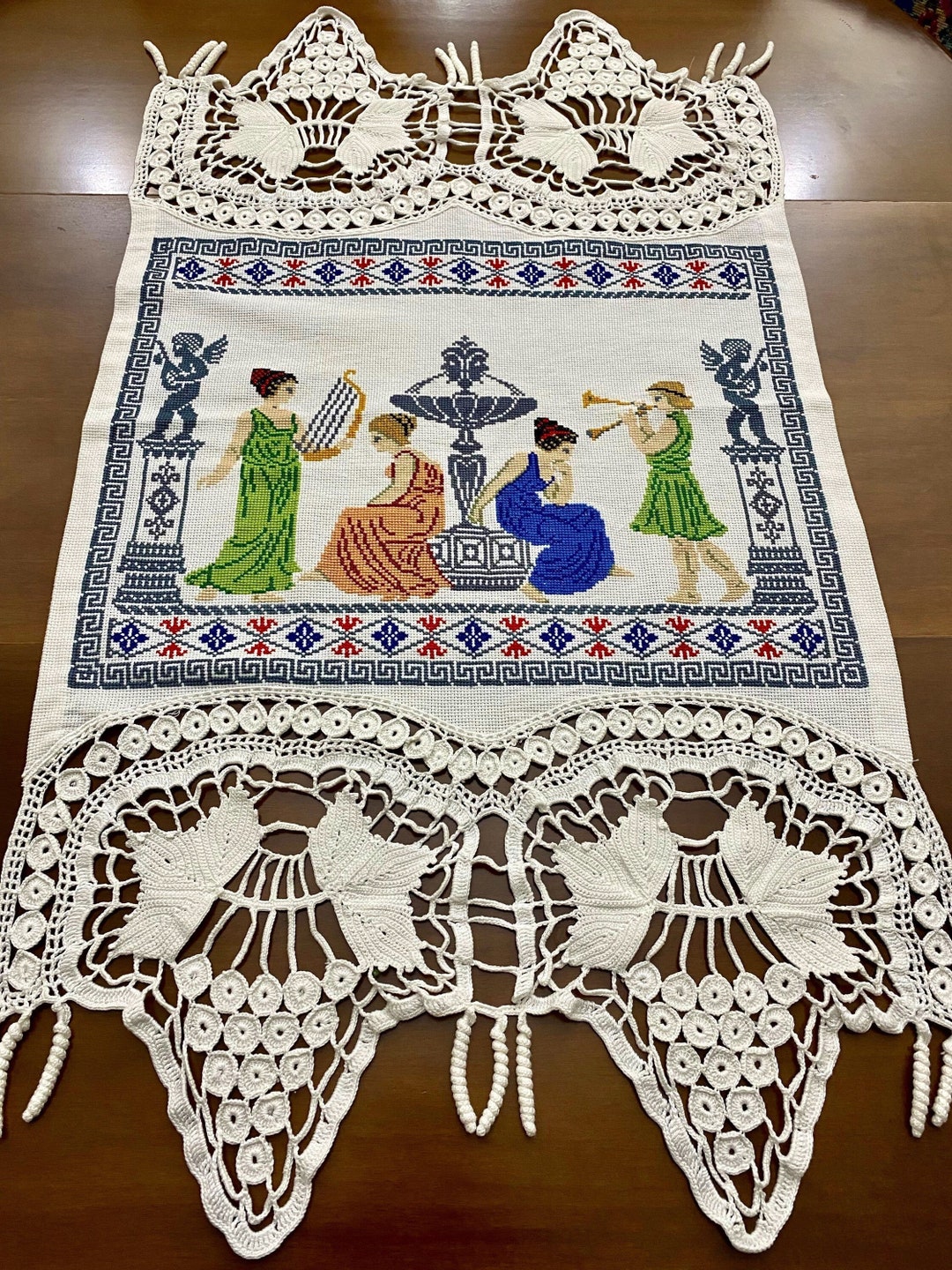 Handmade Ancient Greece Embroidery Table Decor Art, Iketides Aeschylus ...