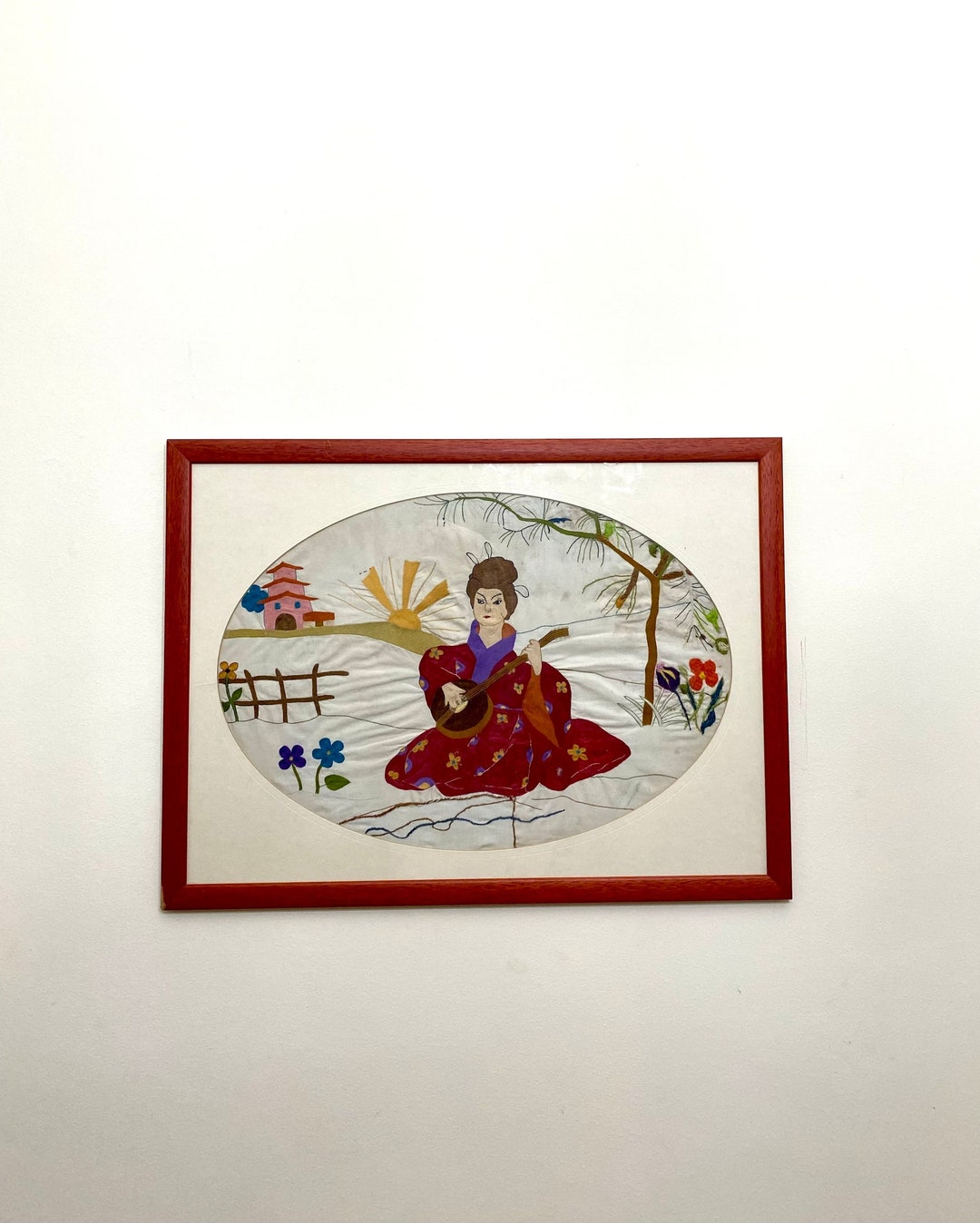 Japanese Antique Embroidery Frame, Vintage Embroidered Wall Frame ...