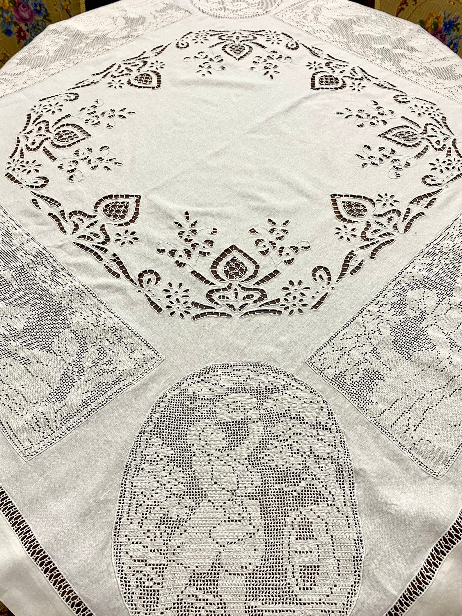 Classical Handmade Tablecloth, Cutwork Richelieu Vintage Dining Table ...