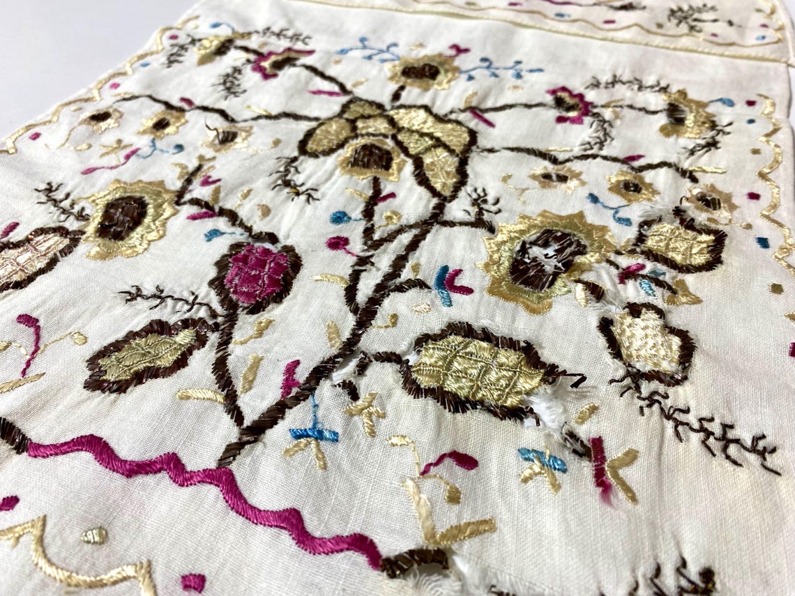Mediterranean Folk Antique Embroidery, Handmade Textile, Vintage ...