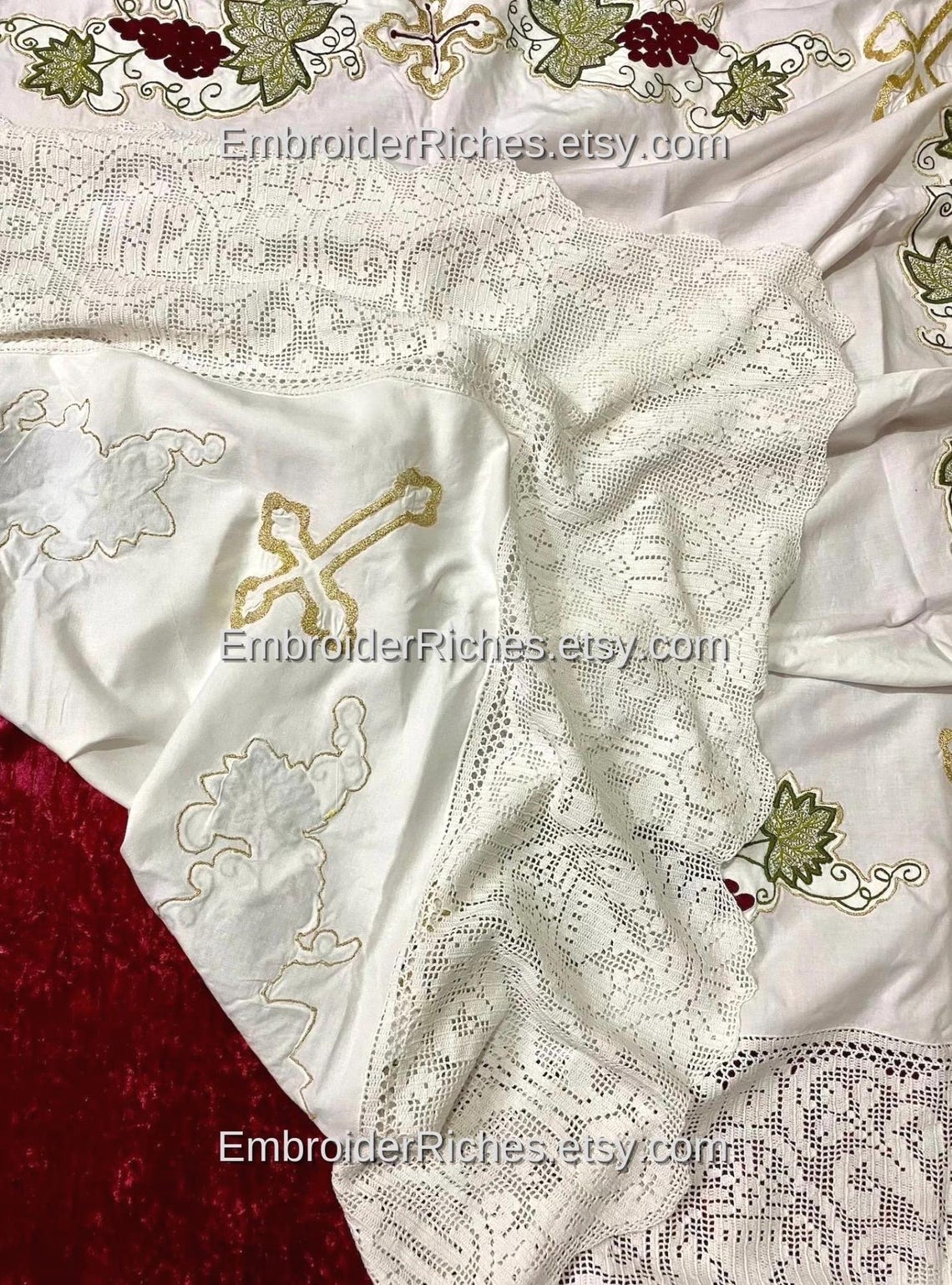 Hand-embroidered Linen Altar Cloth: Religious Christian Communion Table ...