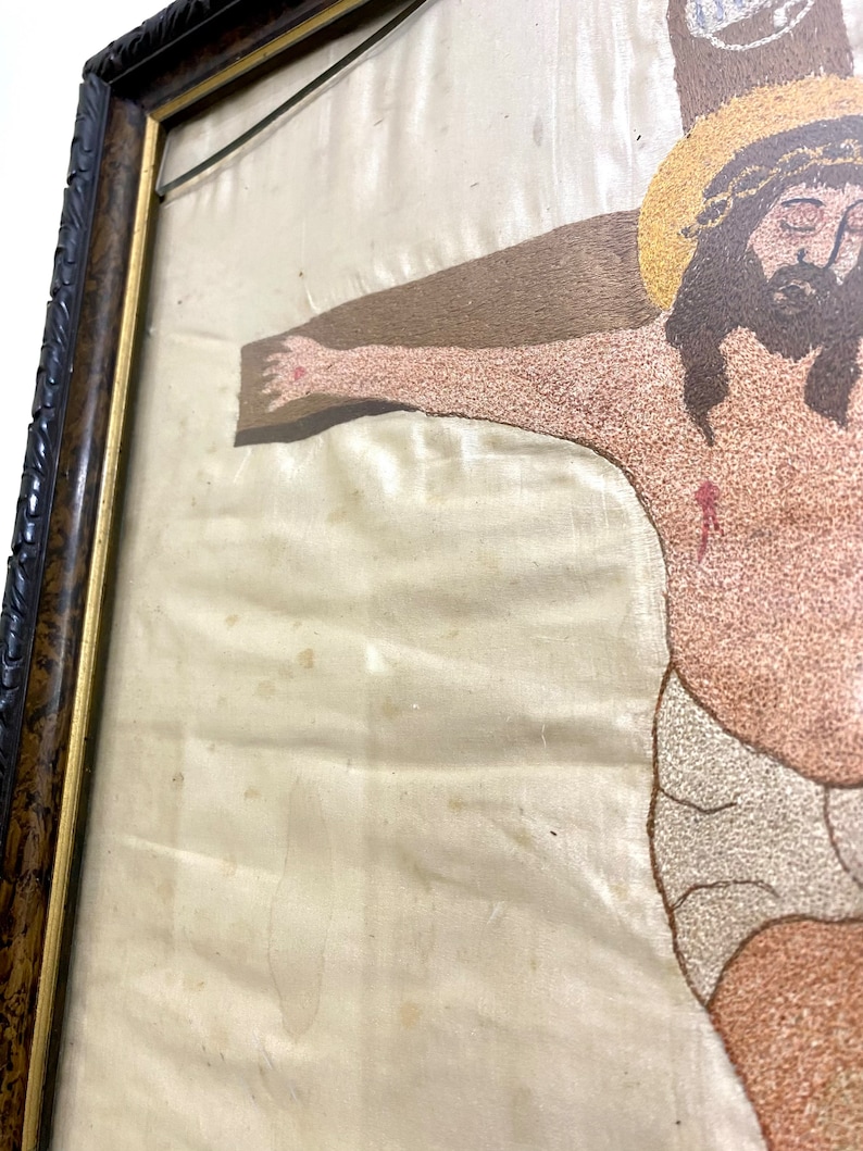 Orthodox Jesus Antique Embroidered Frame, the Crucifixion of Christ ...