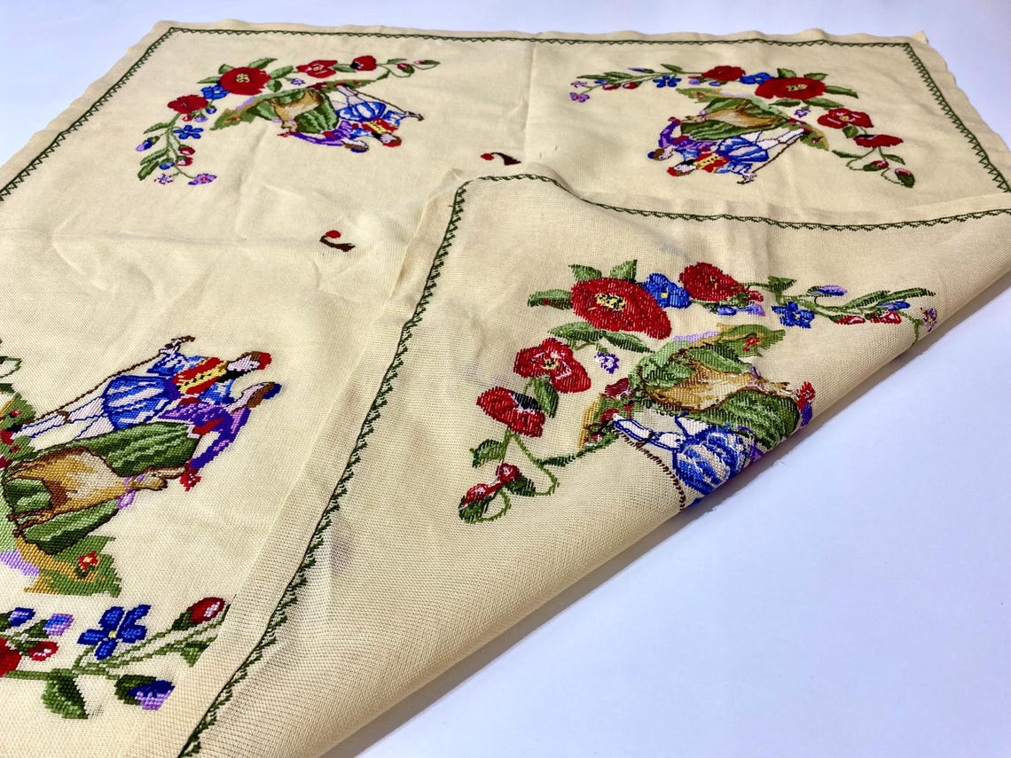 Traditional Greek Embroidered Tablecloth, Handmade Ethnic Folk Table ...